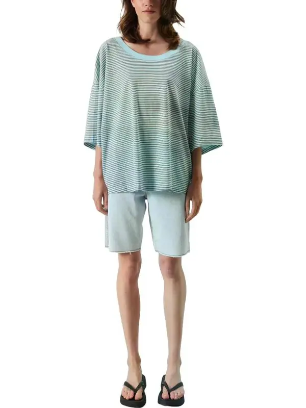 American Vintage Striped Boat Neck T-shirt - Blue