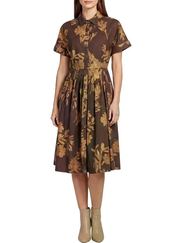 Carolina Herrera Jasmine Biznaga Print Shirt Dress - Brown