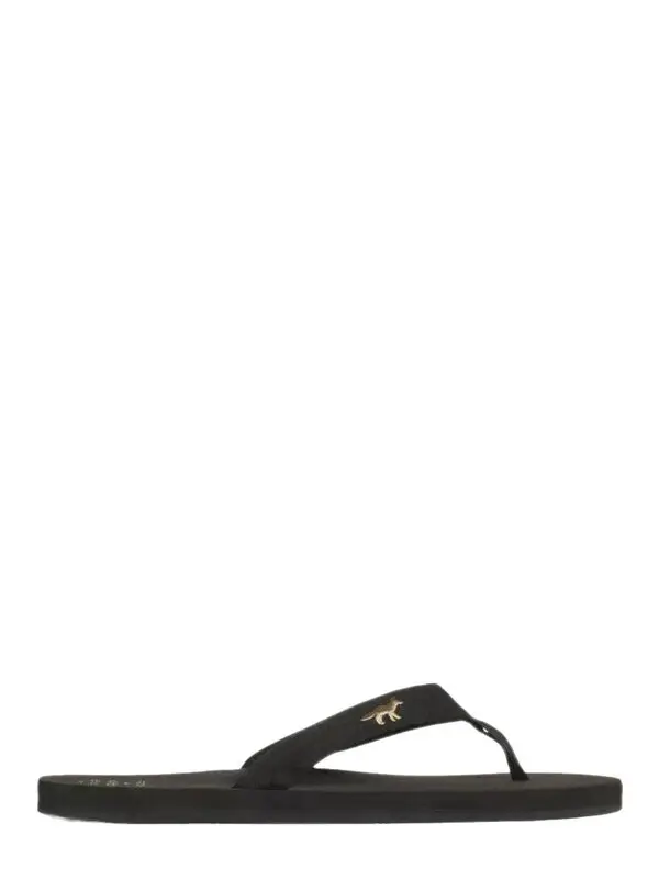 Maison Kitsuné Easy Living Fox-patch Flip Flops - Black