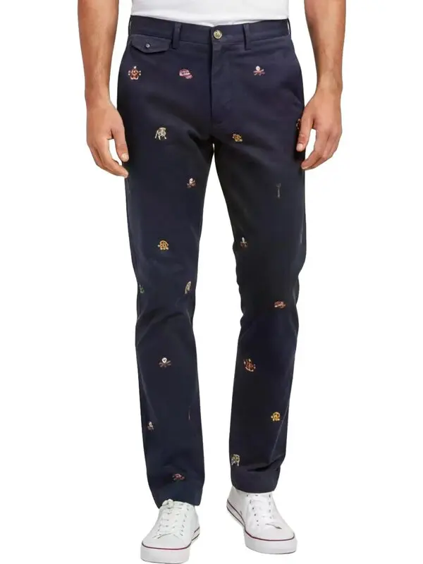 Polo Ralph Lauren Embroidered Slim-fit Trousers - Blue