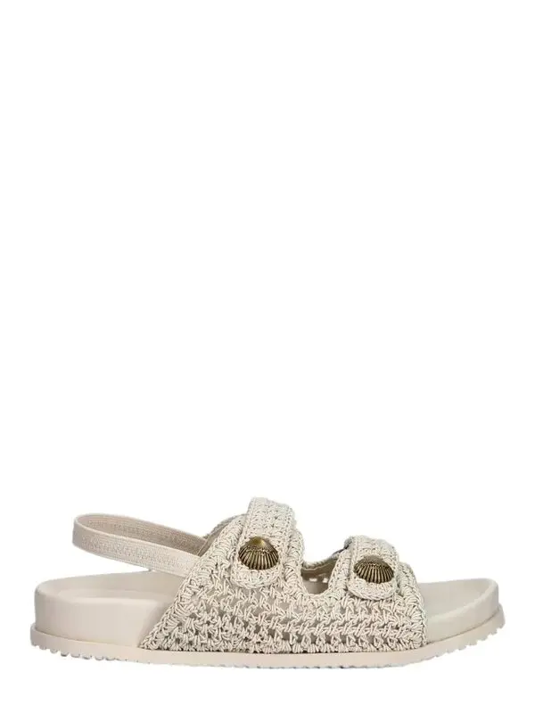 TWINSET Crochet Knit Shell-embellished Slingback Sandals - Neutrals