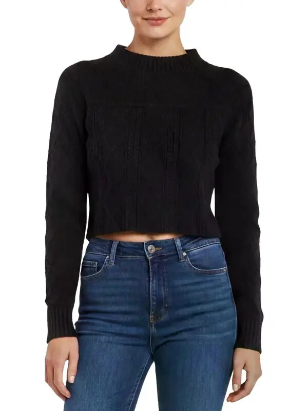 Sandro Ribbed Knit Cropped Sweater - Black