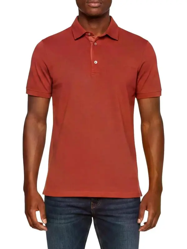 Loro Piana Piqué-knit Short-sleeved Polo Shirt - Orange