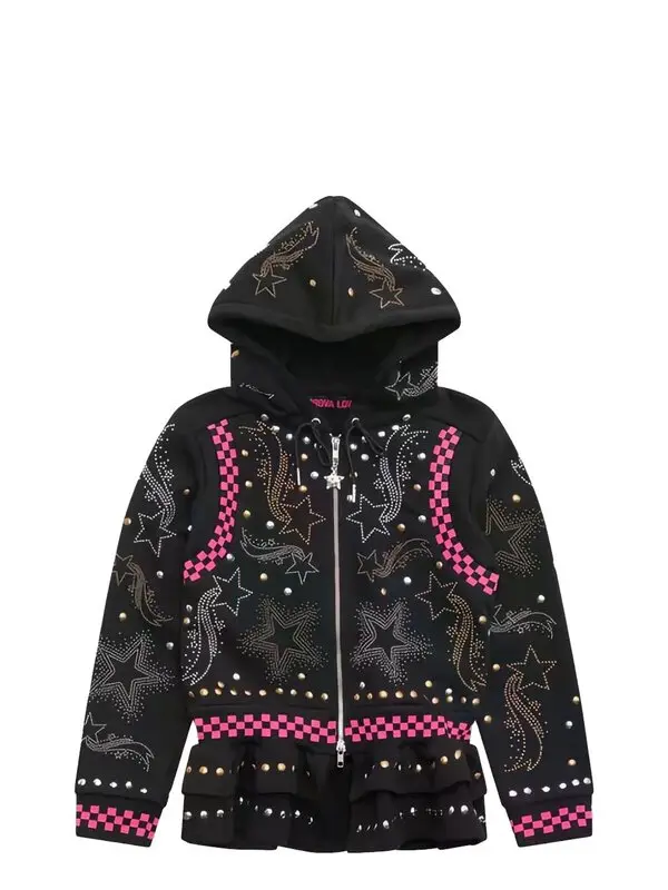 CHOPOVA LOWENA Embellished Zip-up Hoodie - Black
