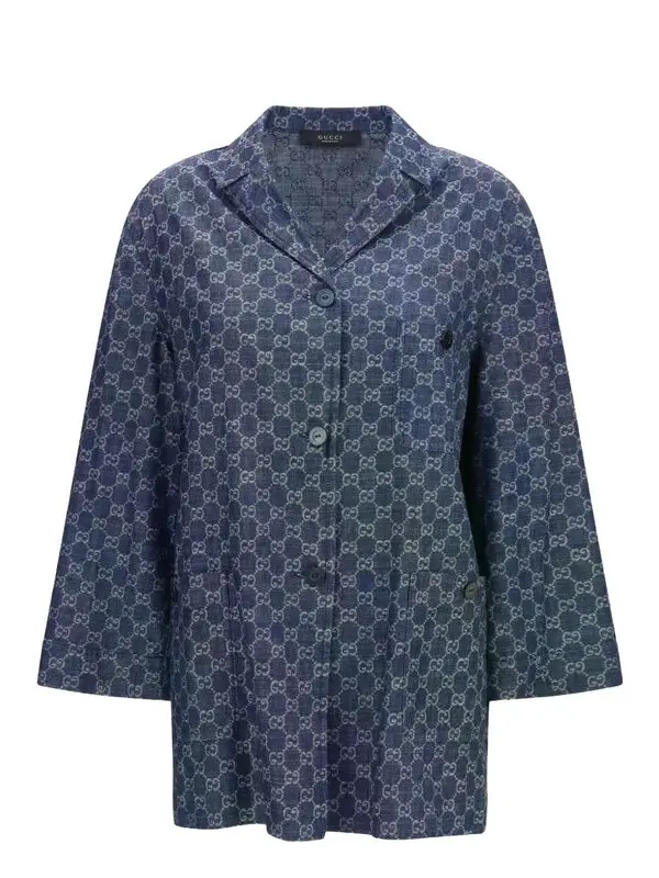 Gucci Gg Jacquard Denim Jacket - Blue