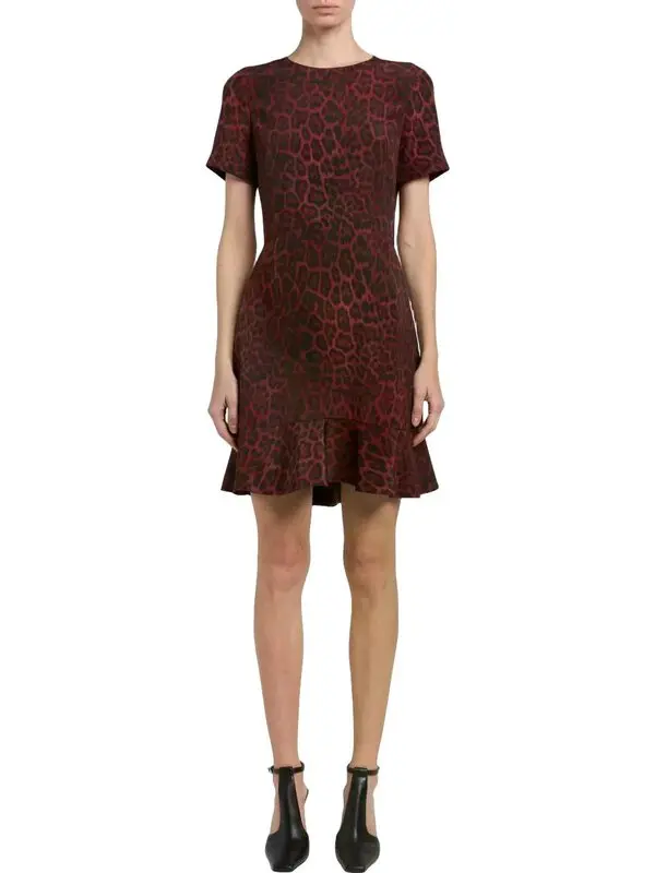 Stella McCartney Leopard-print Ruffled Mini Dress - Red