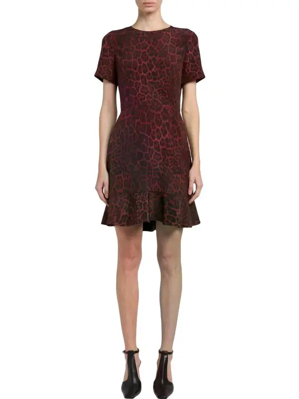 Stella McCartney Leopard-print Ruffled Mini Dress - Red