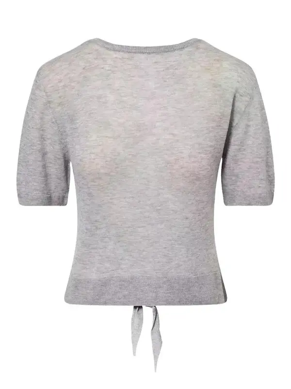 GANNI Open-back Tie-fastening Blouse - Grey