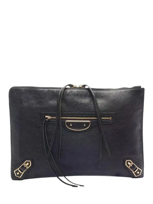 Balenciaga Classic Metallic Edge Clutch Bag - Black