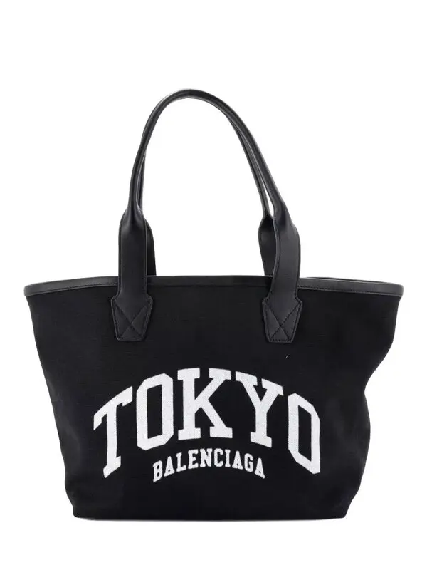 Balenciaga Jumbo Printed Canvas Tote Bag - Black