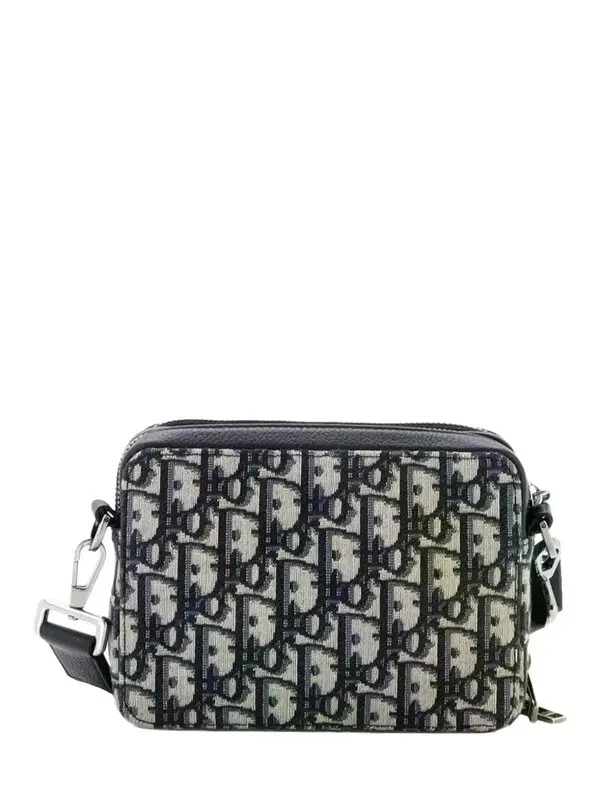 Dior Double Zip Pouch Oblique Canvas Crossbody Bag - Blue