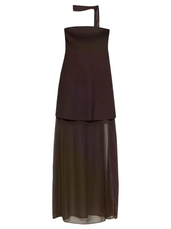 GESTUZ Sheer-panel Strapless Maxi Dress - Brown
