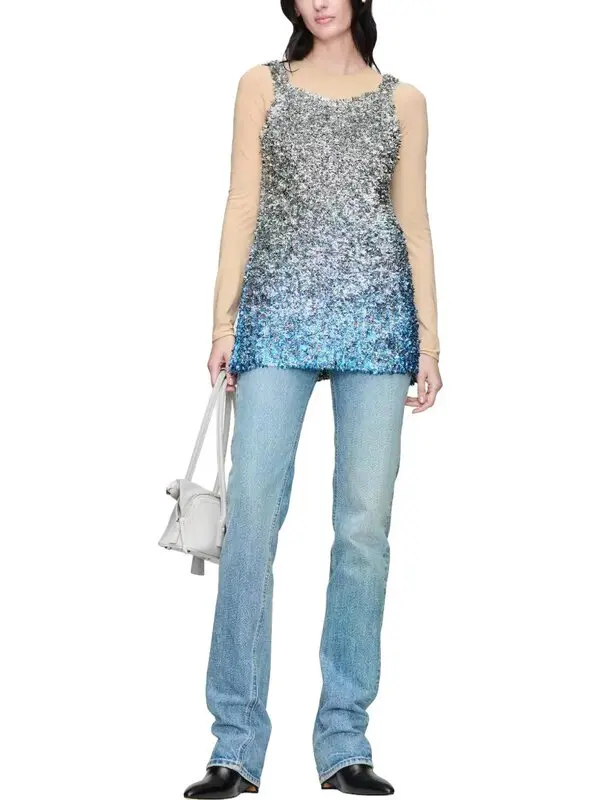 MAISON MARGIELA Tinsel-yarn Tank Top With Degrading Print - Blue Ombre