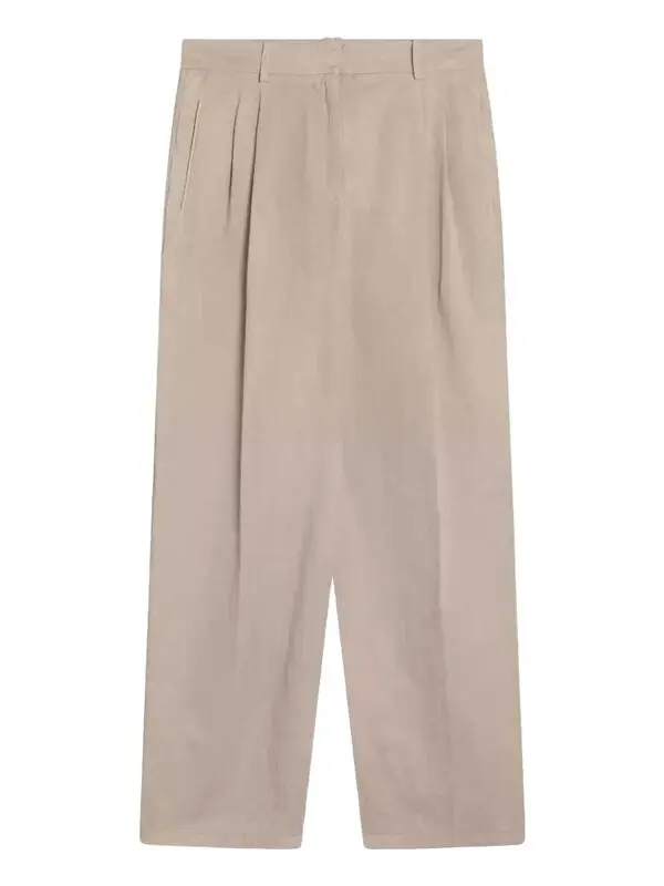 THE ROW Pleated Waistband Straight-leg Trousers - Neutrals