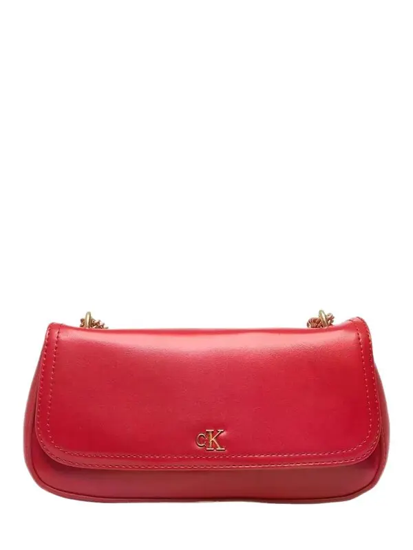 Calvin Klein Monogram Logo Plaque Chain Shoulder Bag - Red