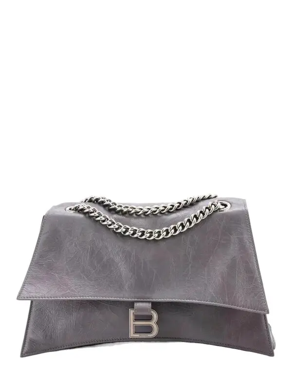 Balenciaga Crush Chain Flap Bag Leather Shoulder Bag - Grey