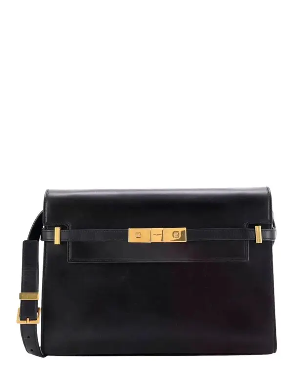 Saint Laurent Manhattan Leather Shoulder Bag - Black