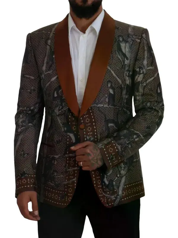 Dolce & Gabbana Monkey-print Shawl-lapel Blazer - Brown