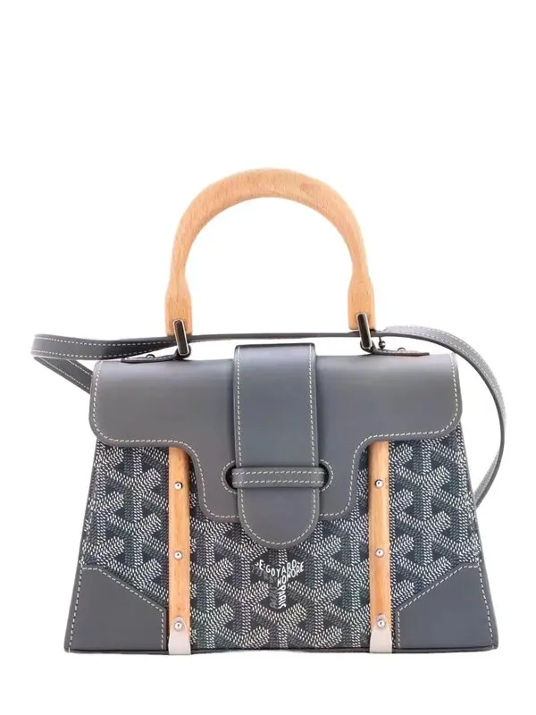 Goyard Structured Saigon Top Handle Bag Coated Canvas With Leather Mini Satchel - Grey