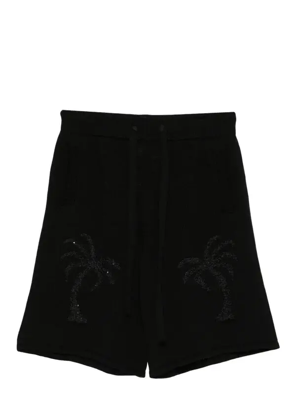 LANEUS Sequin Detailed Knitted Bermuda Shorts - Black