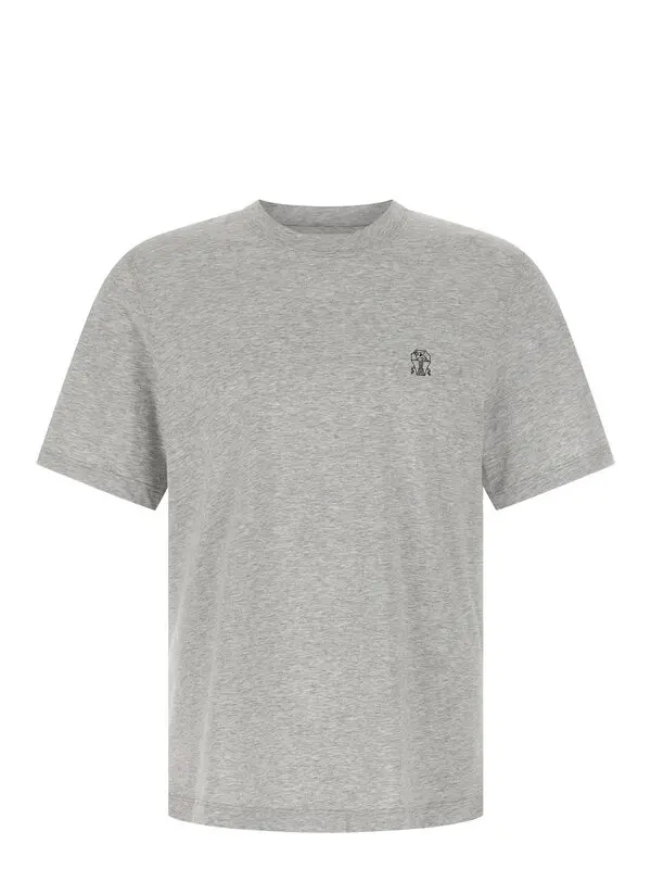 Brunello Cucinelli Logo Printed Crewneck T-shirt - Grey