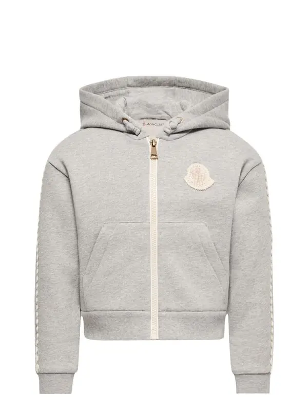 Moncler Cotton Zip-up Hoodie With Logo Detail - Grey