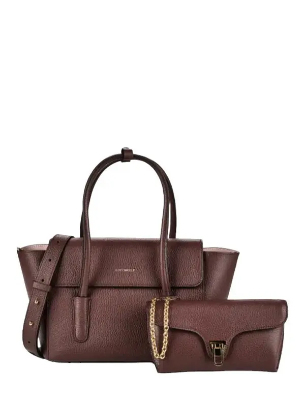 COCCINELLE Textured Leather Tote Bag With Detachable Pouch - Red