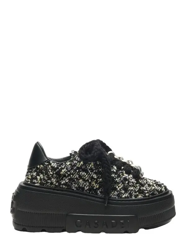 Casadei Nexus Bouclé Sneakers With Chain Detail - Black