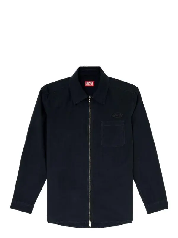 DIESEL® Oval D Logo Zip-up Shirt - Black