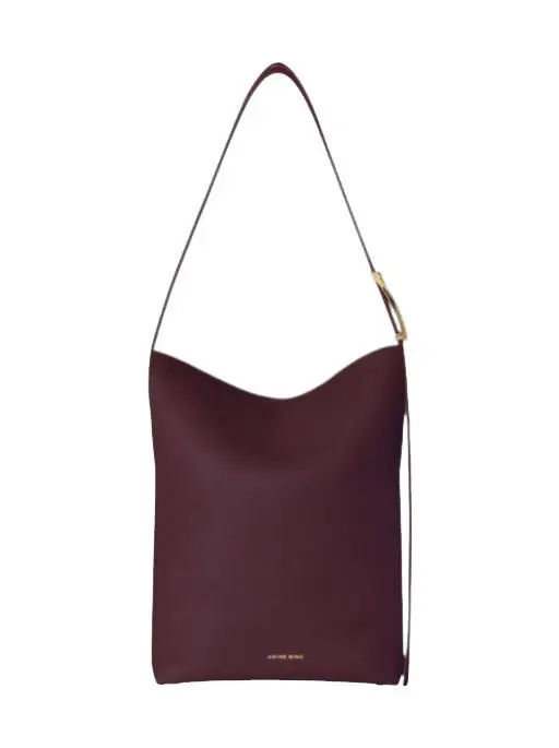 ANINE BING Medium Elly Leather Bucket Bag - Red