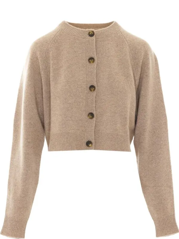 Loulou De Saison Heike Cropped Button-up Cardigan - Nude