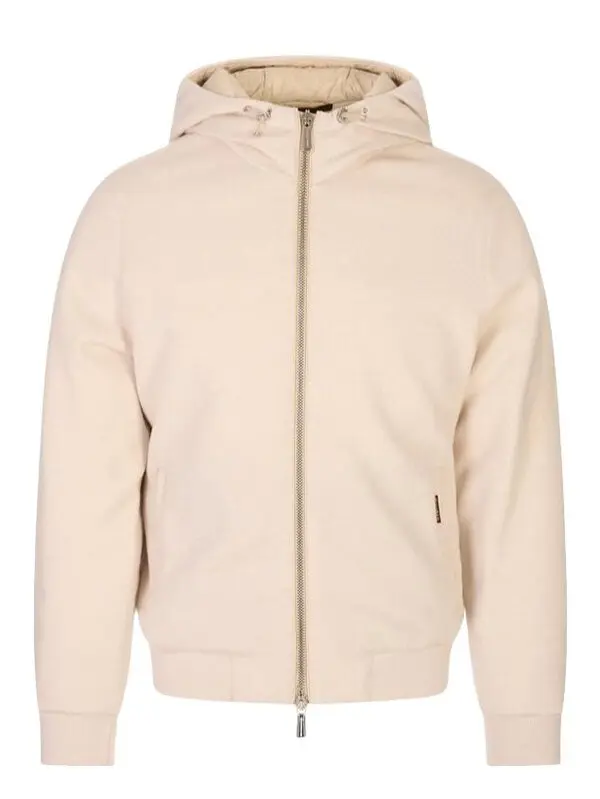 MOORER Zip-up Hooded Long-sleeve Jacket - Cream