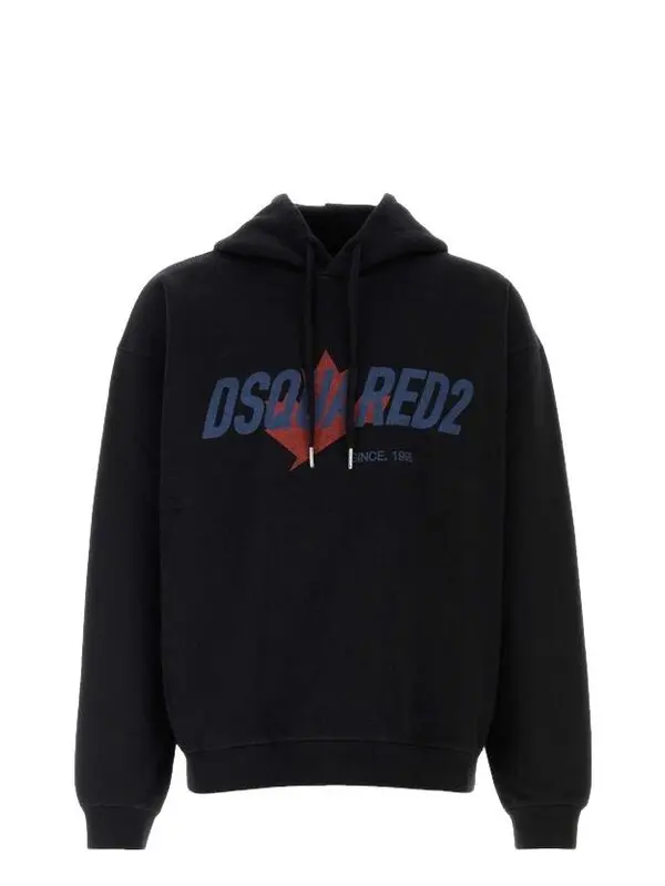 Dsquared2 Logo Relaxed Fit Hoodie - Black