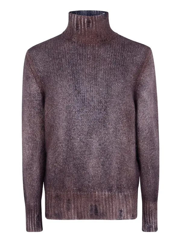 Avant Toi Long Sleeve Turtleneck Pullover Sweater - Black