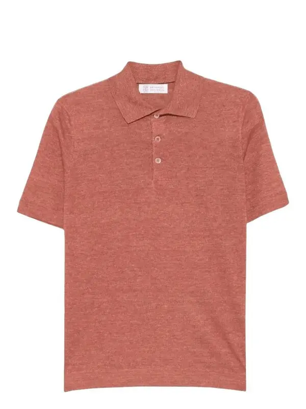 Brunello Cucinelli Textured Knit Polo Shirt - Brown