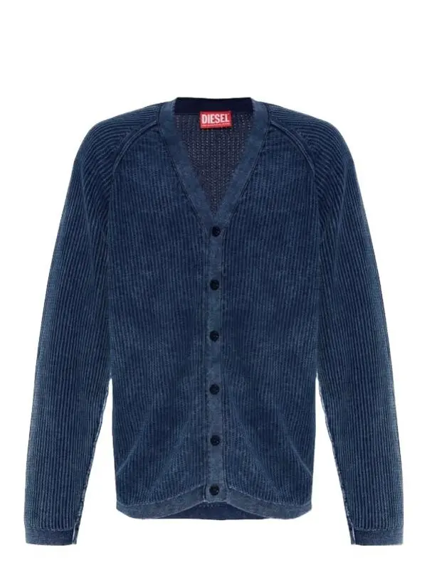 DIESEL® V-neck Long-sleeve Cardigan - Blue