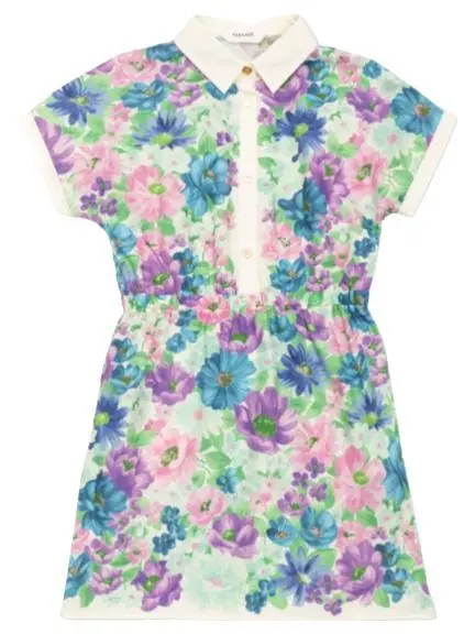 Versace Short-sleeved Printed Collared Dress - Multicolor