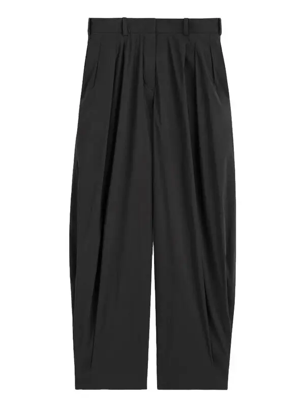 Cos Pleated Cotton-blend Balloon Pants - Black