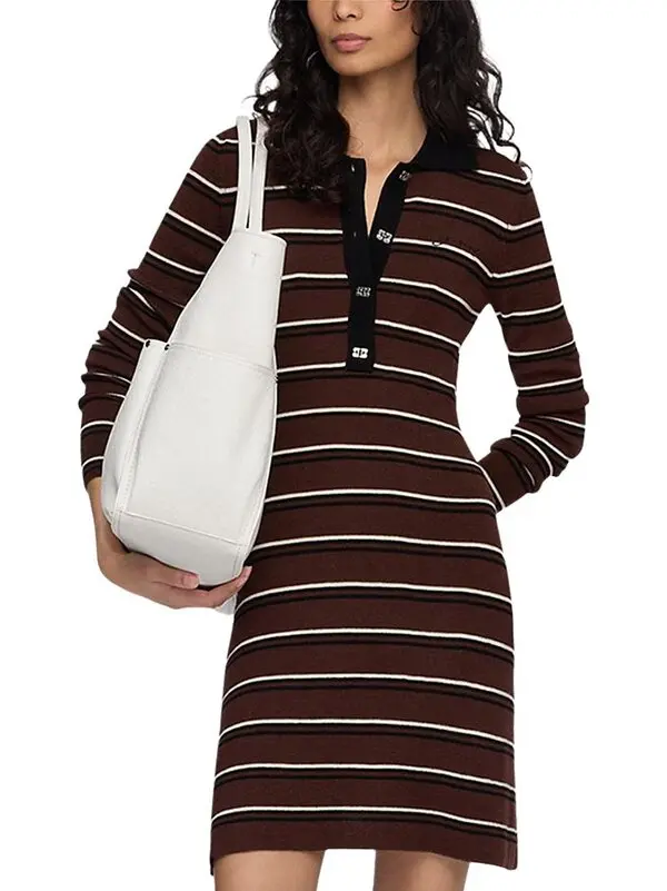 GANNI Striped Merino Polo Dress - Multicolour