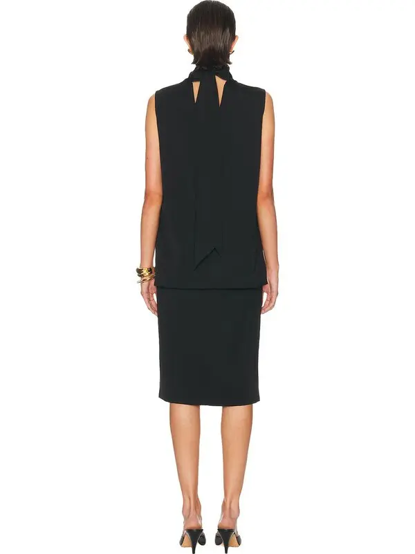 Brandon Maxwell Sleeveless Mock Neck Dress - Black