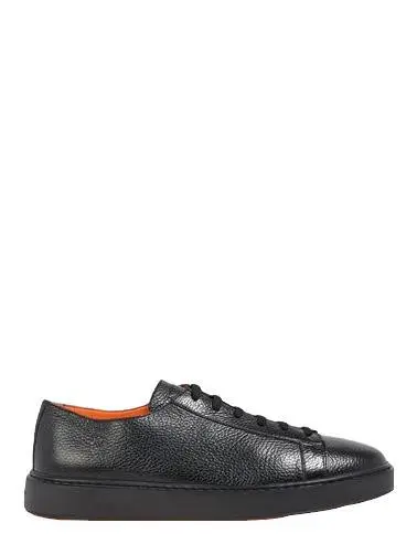 Santoni Textured Leather Lace-up Sneakers - Black