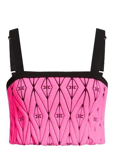 Elisabetta Franchi Jacquard Cropped Top - Fuchsia