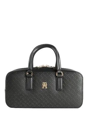 Tommy Hilfiger Monogrammed Top Handle Baguette Bag - Black