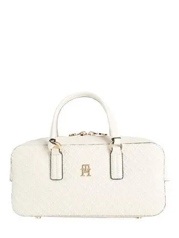 Tommy Hilfiger Monogrammed Top Handle Baguette Bag - White