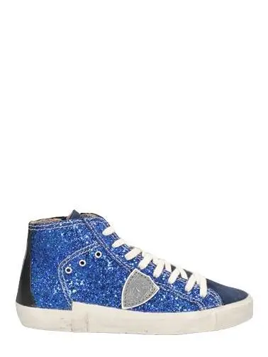 Philippe Model Prsx Midnight Leather Glitter High-top Sneakers - Blue