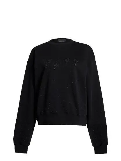 DISCLAIMER Cotton Sweatshirt With Crystal Embellishments - Black
