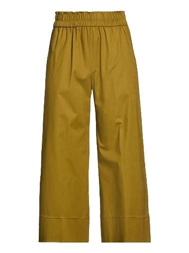 MARIA BELLENTANI Wide-leg Cropped Cotton-blend Pants - Green
