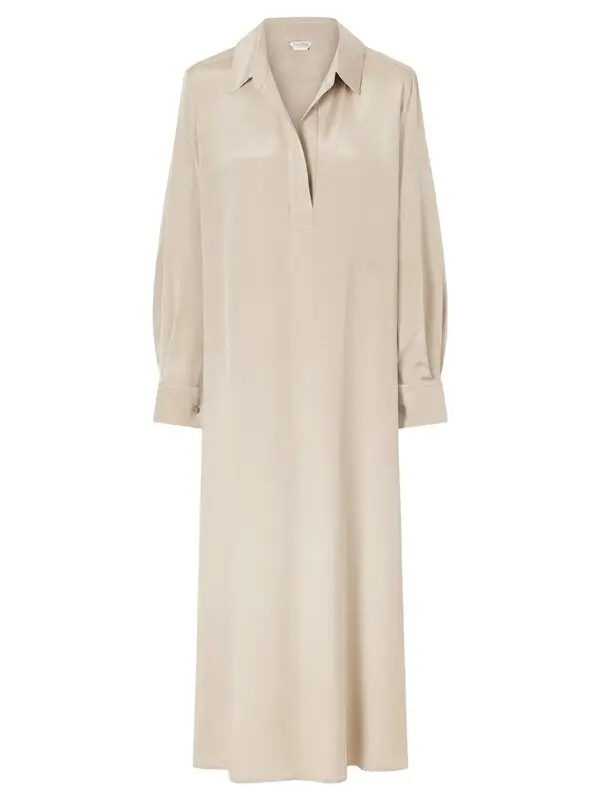 Max Mara Logo-embroidered Silk Midi Dress - Gray