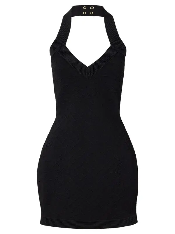 Balmain Jacquard-knit Mini Dress - Black