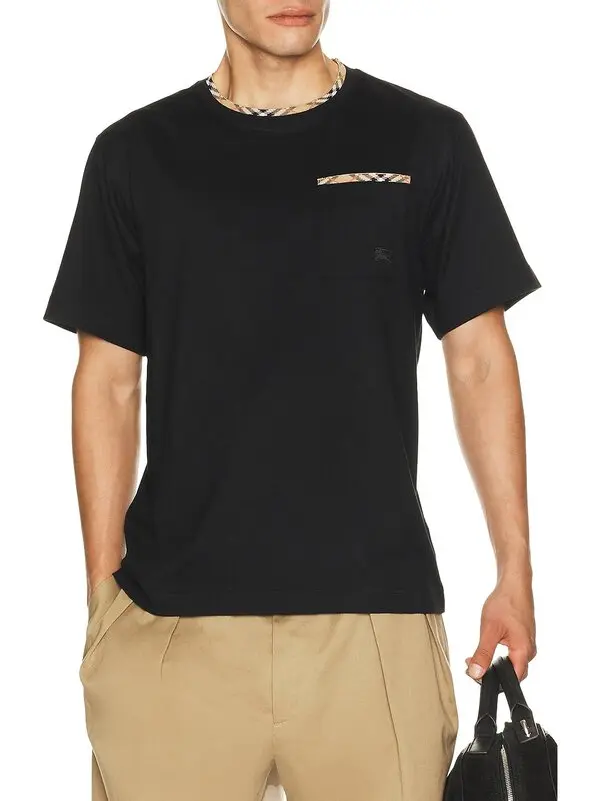 Burberry Ryan Check Piping Pocket T-shirt - Black
